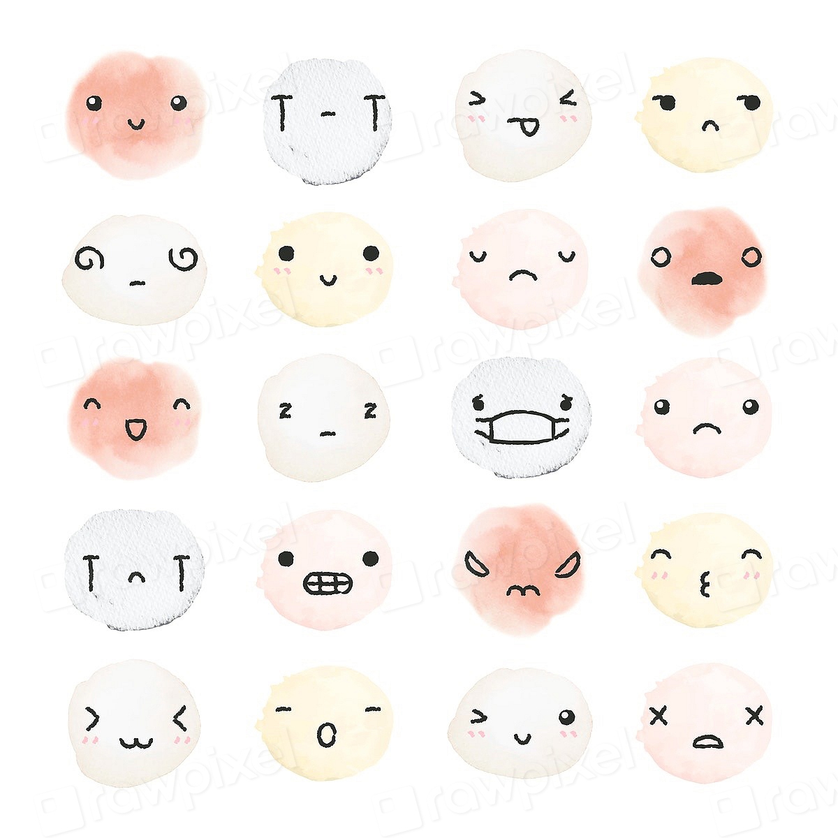 Cute Emoticon Illustrations Set I High Quality Royalty Free Png, Psd ...