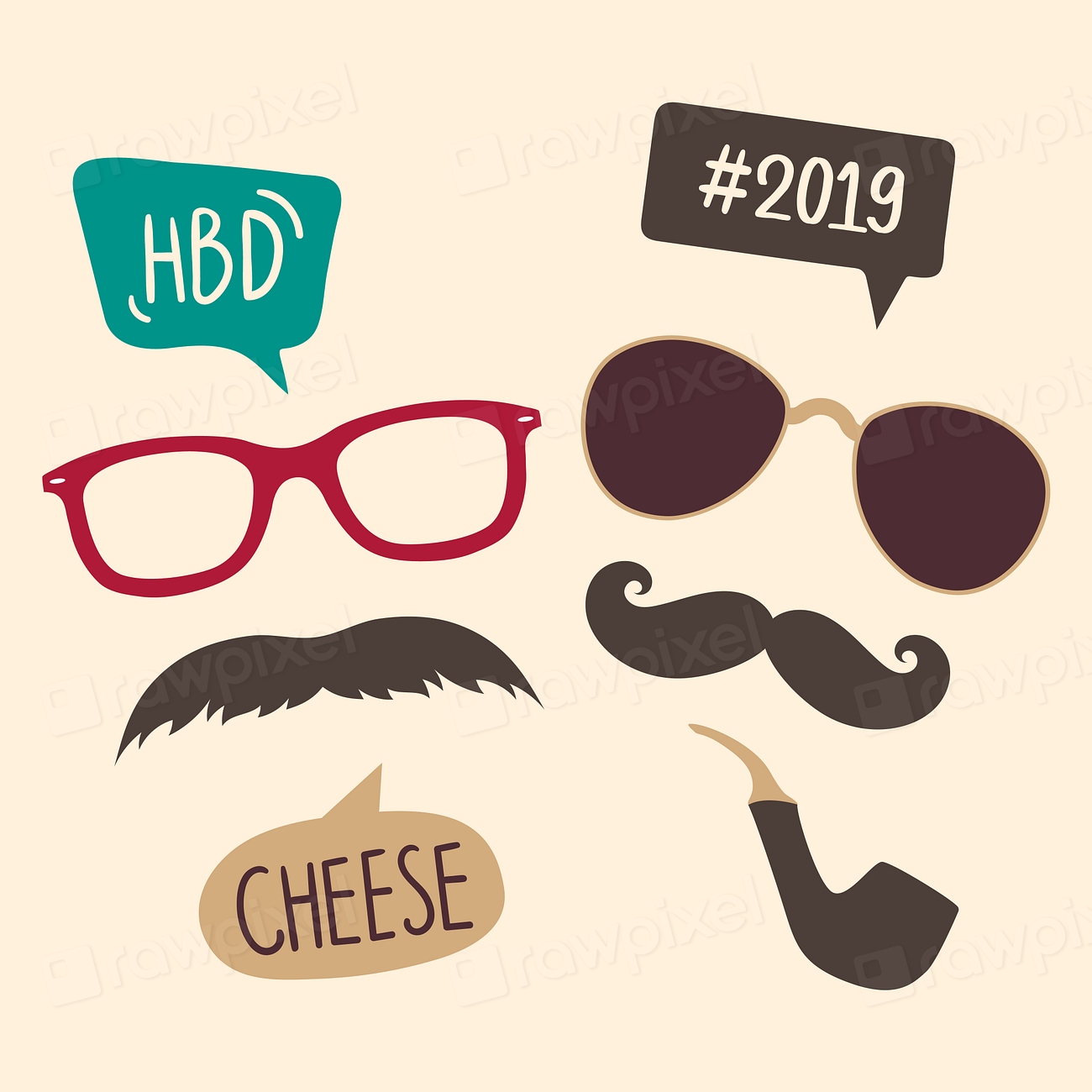 Cute Photo Booth Sticker Transparent PNGs and Vectors I High Resolution ...